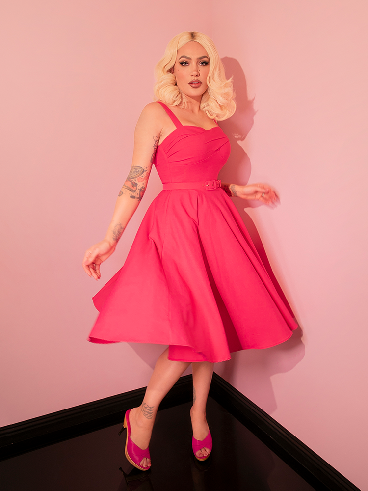Jawbreaker Swing Dress in Hot Pink | Retro Clothing – Vixen by ...