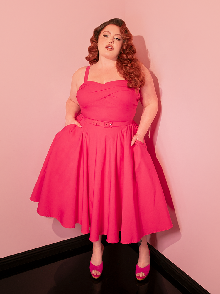 Jawbreaker Swing Dress in Hot Pink | Retro Clothing – Vixen by ...