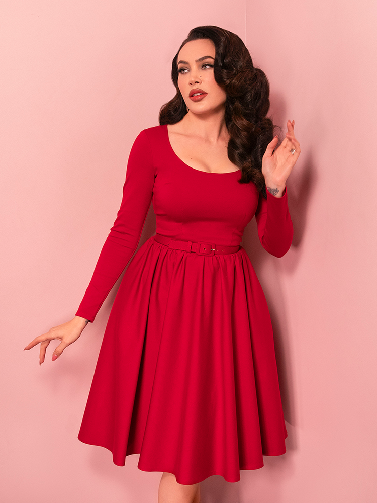 Troublemaker Swing Dress in Red | Retro Style Dresses – Vixen by ...