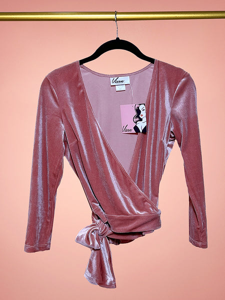 Wrap Top in Vixen Pink Velvet | Retro Era Tops – Vixen by Micheline Pitt