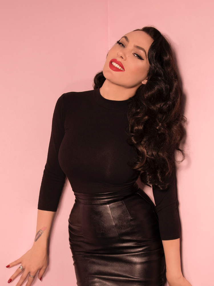 Bad Girl 3/4 Sleeve Top in Black | Retro Top – Vixen by Micheline Pitt